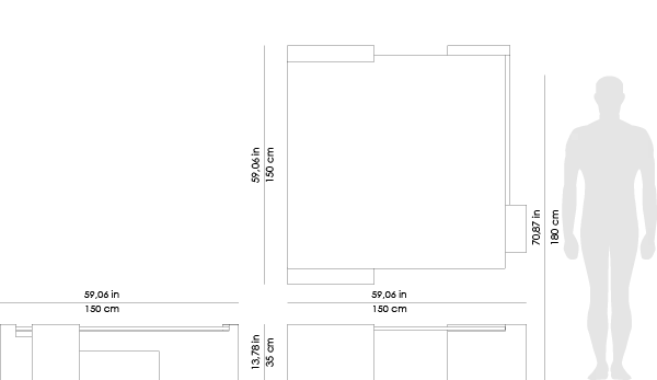 Center Table in Micro-Cement in Sand Color and Glass